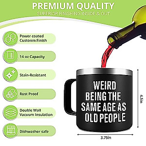 Birthday Gifts for Men Women - 14oz Coffee Tumbler Mug - Unique Funny Gift Ideas for Grandpa Dad Father Husband Him 30th 40th 50th 60th 70th 80th from Daughter Son Friends