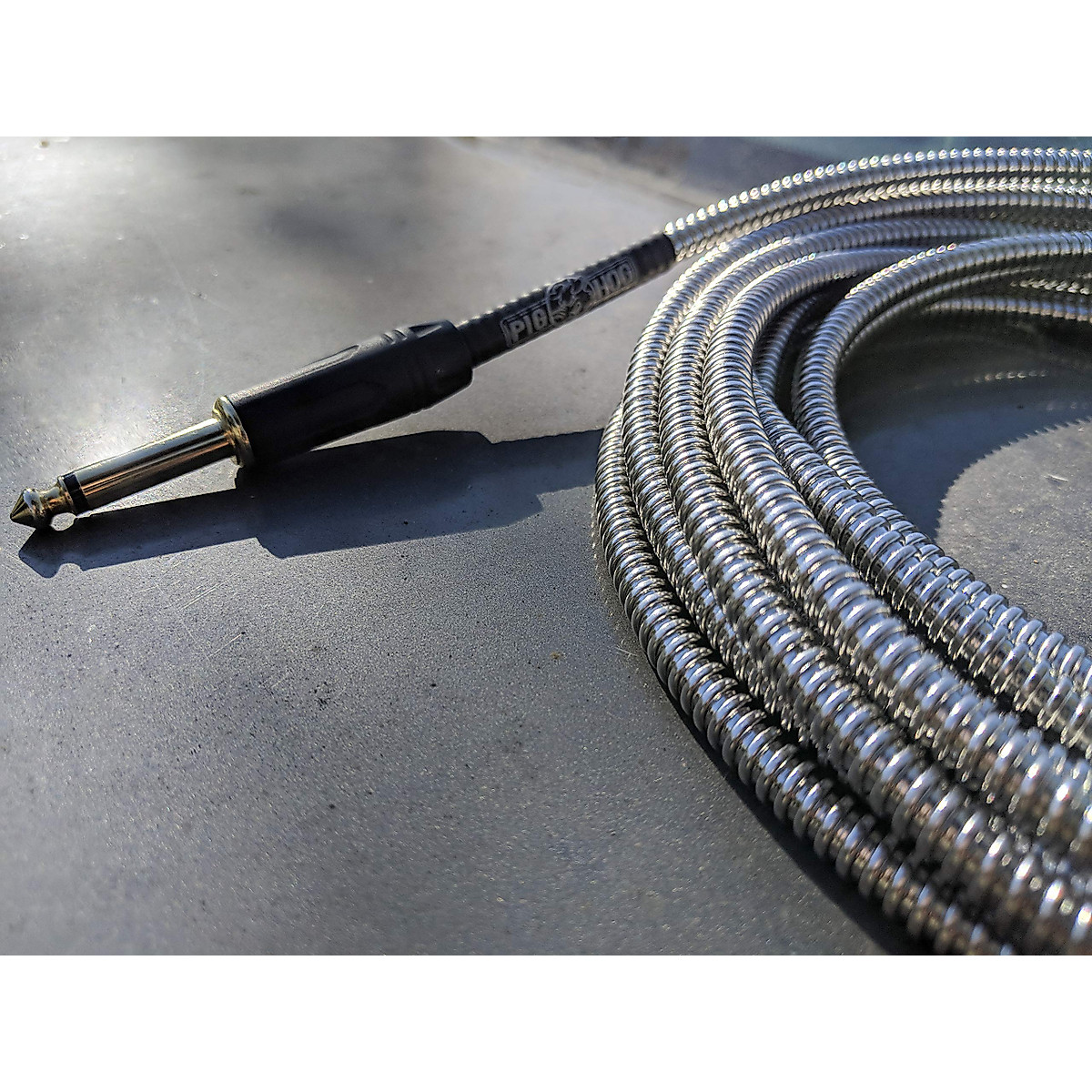 Pig Hog PHAC-20R Armor Clad Right-Angle 1/4" to 1/4" Guitar Instrument Cable, 20 Feet