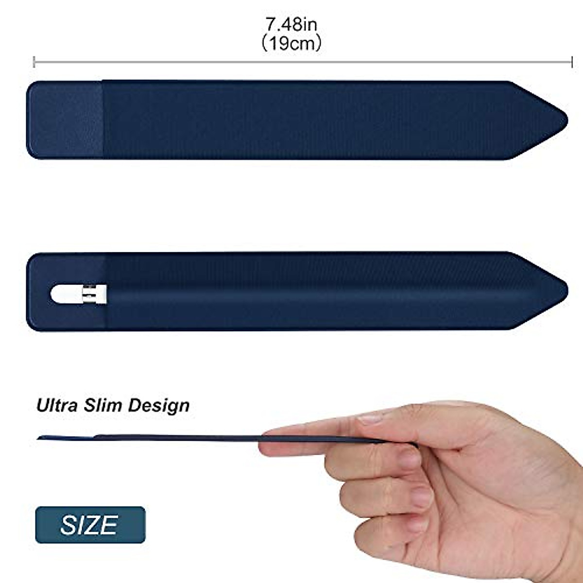 ProCase Pencil Holder Sticker for Apple Pencil 1st and 2nd Gen, Elastic Stylus Pocket Pouch Adhesive Stylus Pen Sleeve Attached to Case for Apple Pencil and Other Stylus Pens-Navy