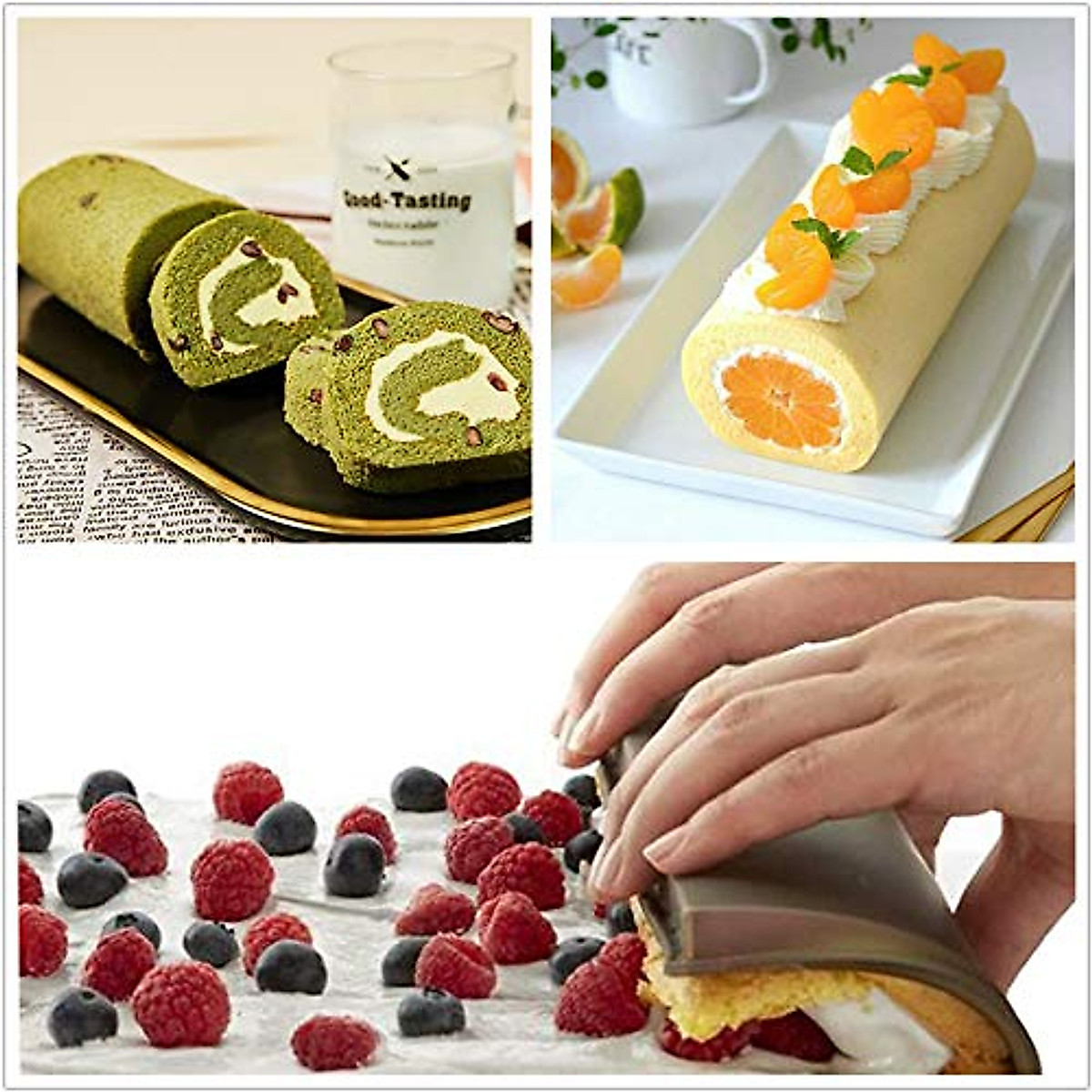 Mirenlife Premium Silicone Cake Roll Maker, Silicone Baking Mat, Pizza Pan, Pastry Pad, Set of 2