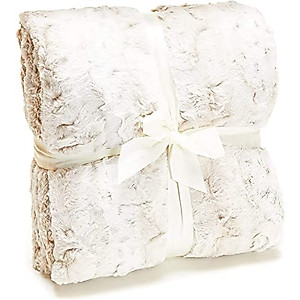 Outrageously Soft Throw Blanket - Ultra Plush Minky Faux Fur Blanket - Oversized 60 x 80 Inches - Tan