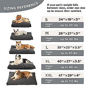 Lesure Dog Bed for Crate - Shredded Chopped Foam Dog Mat for Large Dogs, Pet Mattress with Waterproof Washable Faux Linen Cover, Grey