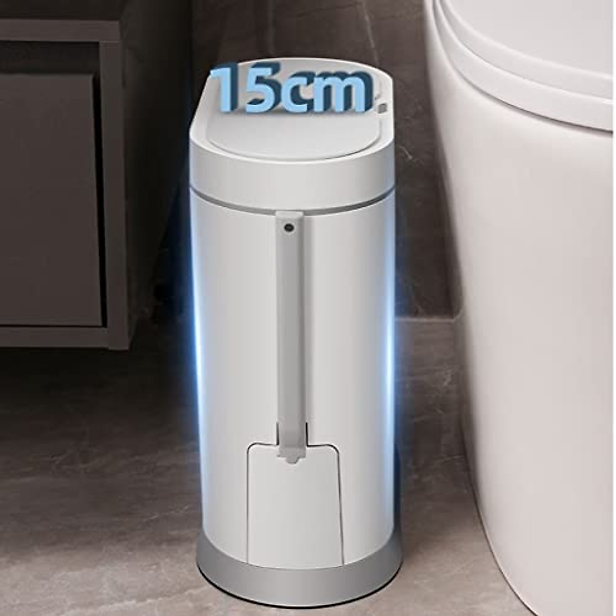 N/A 8L Smart Trash Can Household Induction Waterproof Toilet Cover Toilet Brush Integrated Paper Baske Trash Bin ( Color : OneColor , Size : 30*32*15cm )