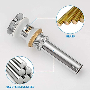 Brass Waterfall Bathroom Faucet Single Handle Bath Vanity Sink Faucet Chrome Commercial Basin Mixer Faucet with Pop Up Drain Stopper Overflow Supply and Deck Mounted (Chrome)