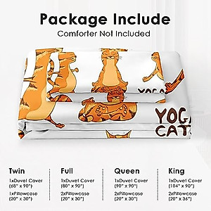 Duvet Cover King Size, Funny Red Cat Animal Bedding Set with Zipper Closure for Kids and Adults, Exercise Gym Fitness Comforter Cover with 2 Pillow Shams for Bedroom Bed Decor