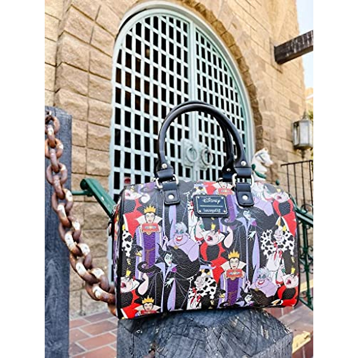 Loungefly Disney Villains Classic All Over Print Faux Leather Crossbody Handbag Purse