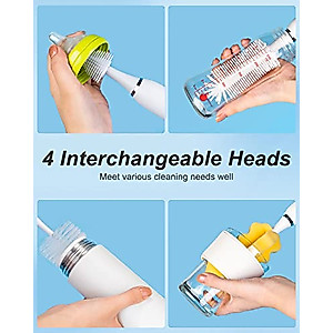 Electric Bottle Brush Set, Baby Bottle Cleaner Brush with Replaceable Brush Head, Electric Baby Bottle Brush for Water/Milk Bottles Cleaning, Water Bottle Cleaner for Pregnant Women,New Moms