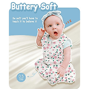 TOTBASIC Baby Sleep Sack 2-Pack, Light & Soft Unisex-Baby Wearable Blanket, 2-Way Safe Zippers Sleepsack for Babies 0-3-6-12-18-24 Months 0.5 TOG