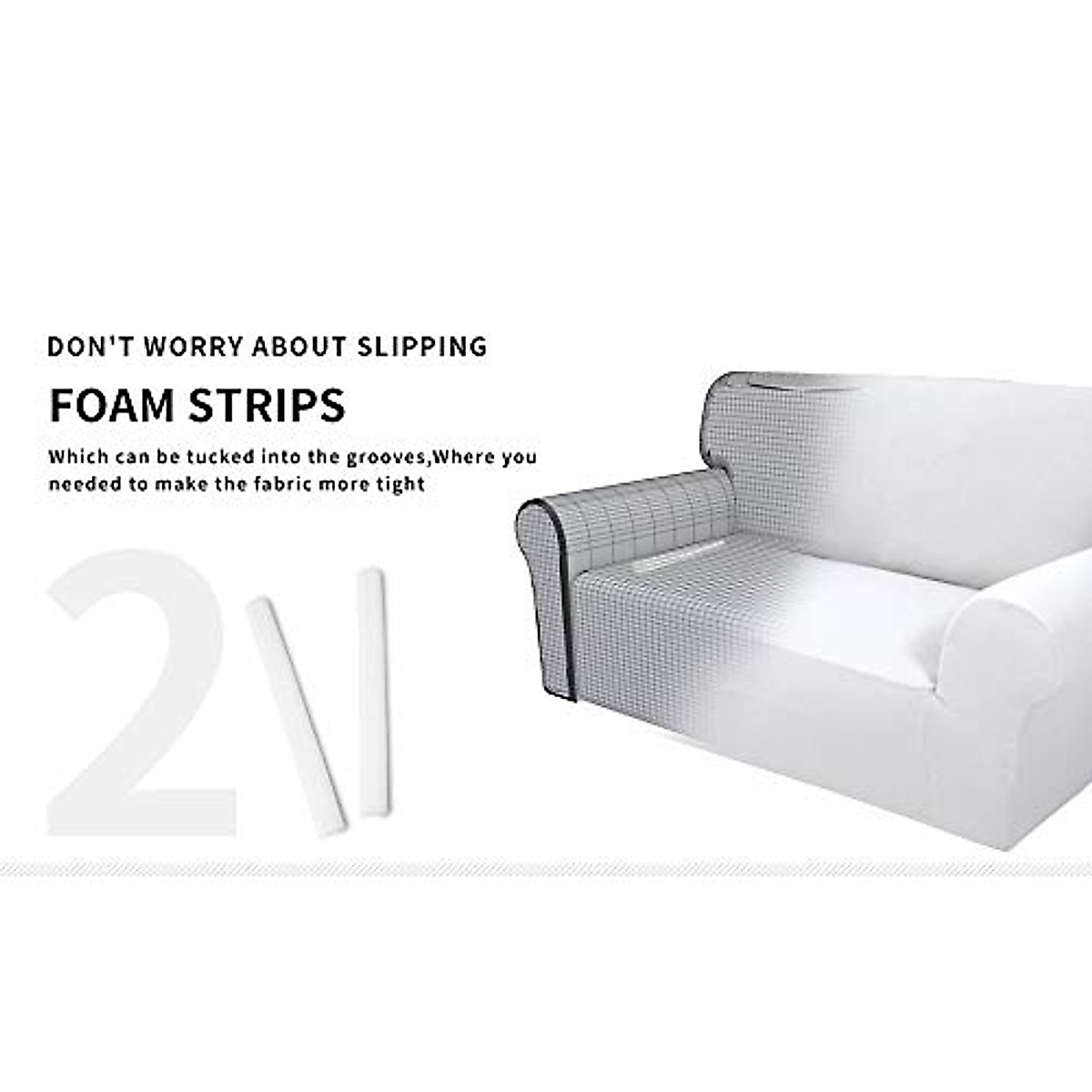 Easy-Going Fleece Stretch Sofa Slipcover Spandex Non-Slip Soft Couch Sofa Cover, Washable Furniture Protector with Anti-Skid Foam and Elastic Bottom for Kids, Pets(Loveseat, Snow White)