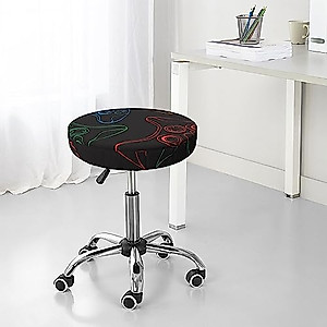 Mosytuky 14 Inch Padded Round Bar Stool Cover Cushion with Elastic Fabric Round Chair Seat Cushion for for Dining Room Office Salon Kitchen - Gamepad Joystick Game