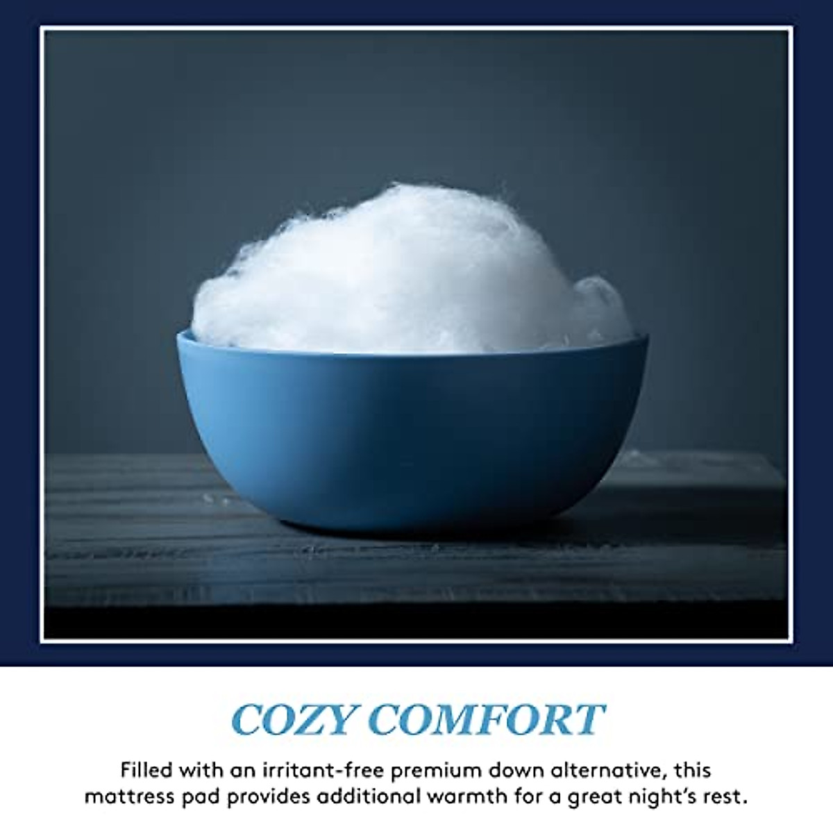 AmeriDown Deluxe Down Alternative Mattress Topper with Corner Elastic Band Attachments, Full Size Bed, White