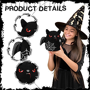 Halloween Stuffed Animal Plush Toy - 7.8 Inch Spider Web Black Bat Plush Pillow Soft, Cute Stuff Animals Plushies Toys Gift for Kids Girls Boys, Halloween Party Decorations, Birthday Christmas
