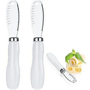 Small Butter Knife for Cold Butter Set of 2 Ceramic Short Butter Spreader Knives & Picks Stainless-Steel Butterknife with Holes for Dessert