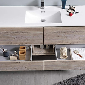 Fresca Catania 60" Rustic Natural Wood Wall Hung Single Sink Modern Bathroom Vanity w/Medicine Cabinet - Faucet Sold Separately