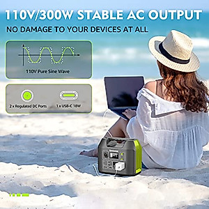 Portable Power Station 300W EnginStar Solar Generators 80000mAh Power Bank 296Wh Battery Pack w/110V Pure Sine Wave AC Outlet for CPAP Camping Outdoors Travel Hunting Emergency Power Supply