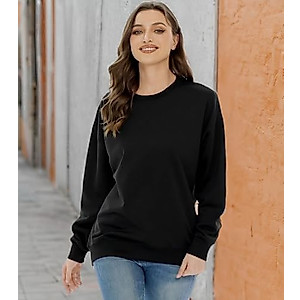 CAMNOW Crewneck Sweatshirt Women Crew Neck Sweatshirts Womens Fashion Oversized Loose Fit No Hood Trendy Sudaderas Para Mujer Black