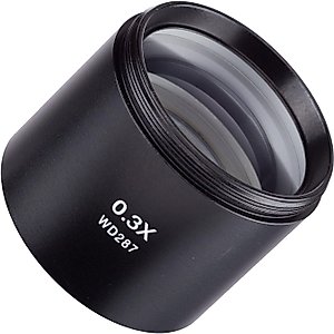 AmScope ZM03 0.3X Barlow Lens For ZM-Series Stereo Microscope Heads, 48mm Diameter Mount