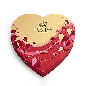 Godiva Chocolatier Chocolate Heart Valentine’s Gift Box - 14 Piece Assorted Milk, White and Dark Chocolate with Gourmet Fillings – Romantic Gift for Chocolate Lovers