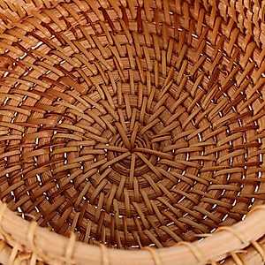 Abaodam Rattan box Small Round Basket Small Wicker Basket with Lid Rattan Storage Basket Box Boho Straw Fruit Snacks Basket for Home Bathroom Shelf Decor