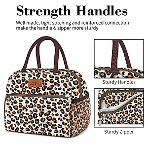 Lunch Bag Women, Insulated Lunch Box Tote Bag for Women Adult Men, Reusable Small Leakproof Cooler Cute Lunch Box Bags for Work Office Picnic School or Travel(Leopard)
