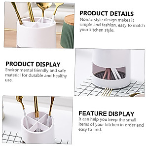 SHOWERORO 1pc Cutlery Storage Container Kitchen Utensil Holder Chopsticks Holder Desktop Stand Plastic Utensil Plastic Cutlery Tray Utensil Organizer White Abs To Open Manager