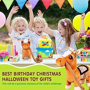 Brown Walking Pony Plush Interactive Pony Toy Singing Dancing Musical Realistic Pony Pet, Stuffed Animal Shaking Leash Horse Toy Head Buttocks Toy for Boys Girls or Toddlers