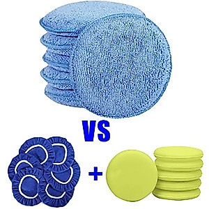 FONAROLL Microfiber Wax Applicator Pads, Car Wax Applicator, Buffing & Detail Polishing Foam Pads for Car Cleaning and Fine Polishing (5" Diameter, 6 Pack)…
