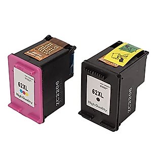 Heayzoki 2pcs Ink Cartridges, 62XL ABS Colored Black Print Cartridges Replacement for for OfficeJet 200 258 5540 5542 5640 7640 Printer