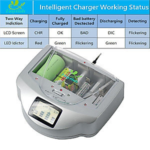 Alkaline Battery Charger|NiCd Discharger|NiCd Charger|NiMh Charger|Universal Battery Charger|Universal Fast Charger for Size AA, AAA, C, D, 9V Batteries Tinyfish PPU9600(No Cells Included)