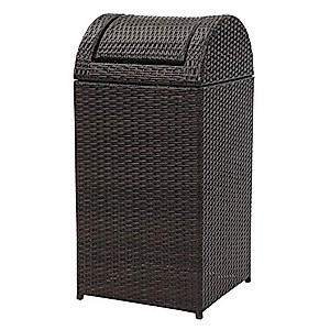 Safavieh PAT2511A Collection Bishop Outdoor Brown Wicker 18 Gallon Trash Bin