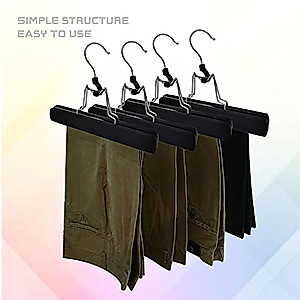 High-Grade Wooden Slack Hangers for Hair Extensions Carrier Holder,Wood Pants Hangers with 360° Swivel Hook, Non Slip Wood Skirt Hangers