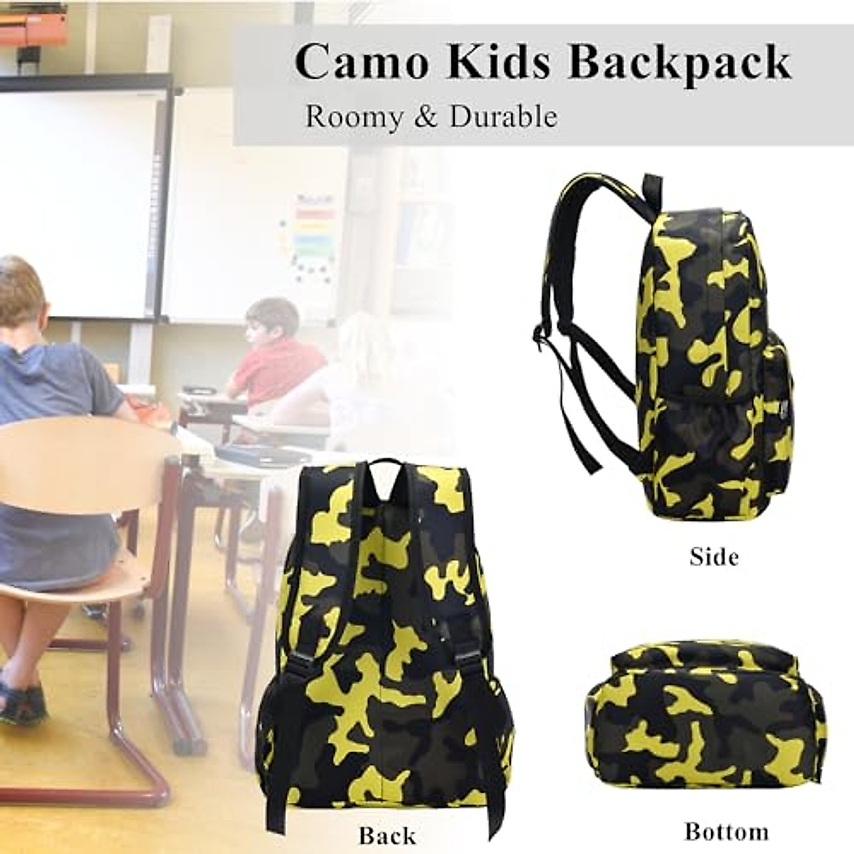Armbq Kids Backpack for Boys Camo Print Elementary School Bag Preschool Daypack Outdoor Kindergarten Bag