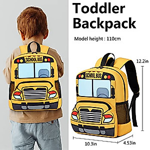 Kids Backpack for Boys Girls Preschool Bookbags 3D Cartoon Daycare Toddler Bags (Yellow bus)