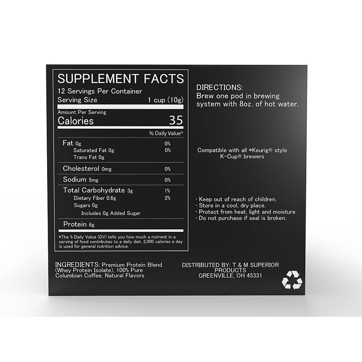 POWER COFFEE Protein Coffee, French Vanilla, 6g Protein, 100% Columbian Coffee, 12 Single Serve K-Cups