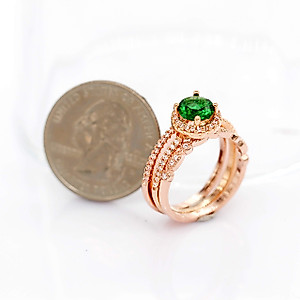 Uloveido Rose Gold Plated Bridal Wedding Bands Rings Set for Women 3 Stackable Eternity Band Rings CZ Engagement Bridal Ring Sets Size 6 Y580