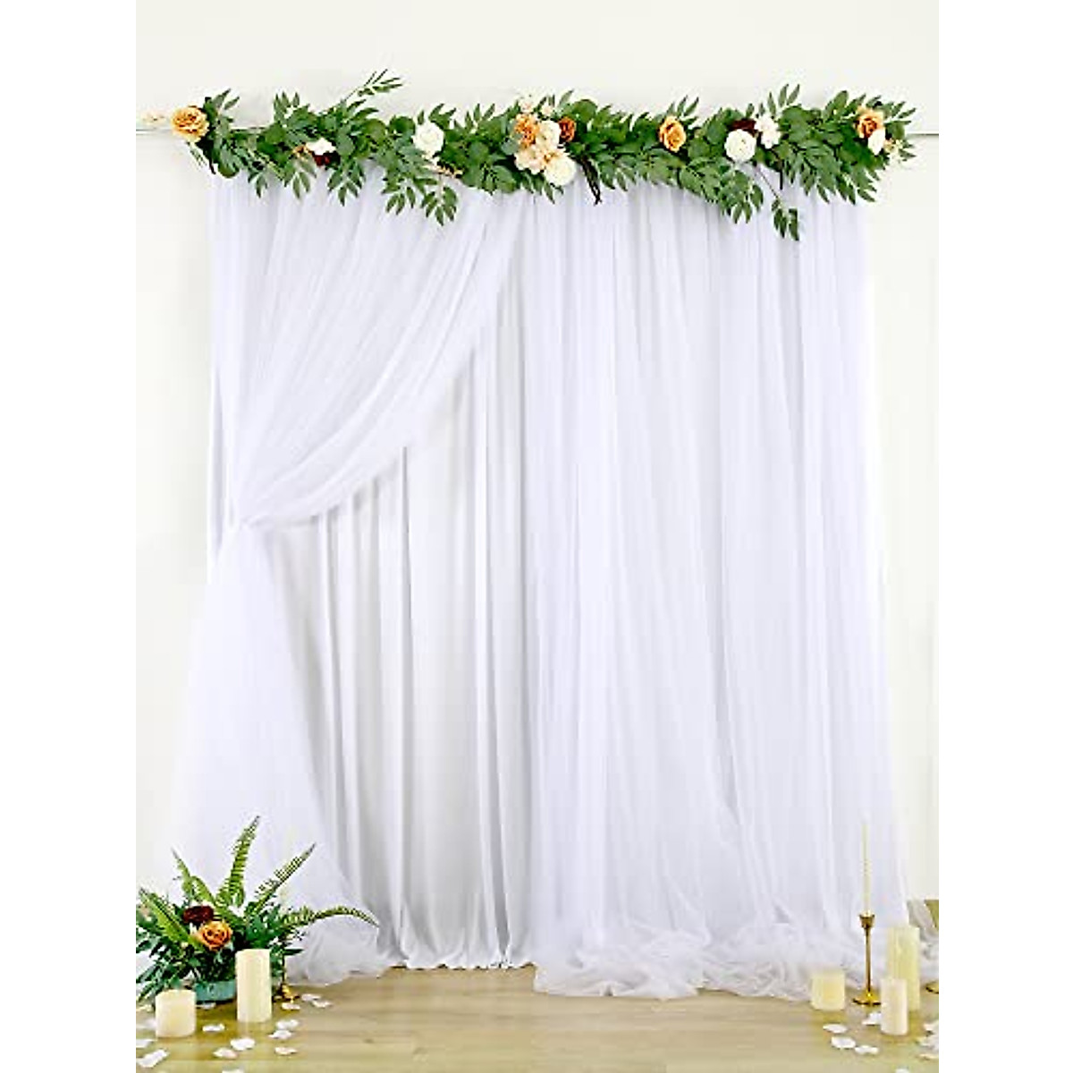 White Tulle Backdrop Curtains for Baby Shower Parties Wedding,3 Layer Sheer Photo Drape Backdrop for Photography Props 5 ft X 7 ft