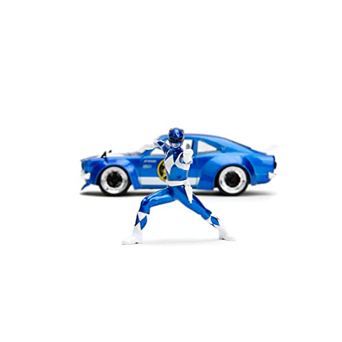Power Ranges 1:24 1974 Mazda RX-3 Die-Cast Car & 2.75" Blue Ranger Figure, Toys for Kids and Adults