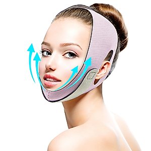 V-Line Face Chin Strap, FERNIDA Soft V Line Face Lifting Mask Chin Cheek Lift Up Band for Women and Men, Pink