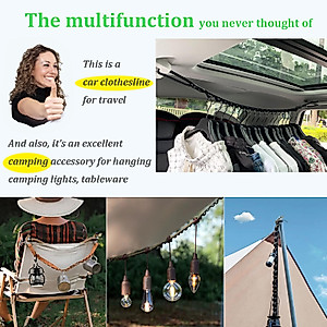 HoHpHq Car Clothes Hanger Bar 18 Rings - Travel Clothesline for Car Travel Hanger Telescopic - Cloth Racks for Coat Suit,SUV (Black), A20230610