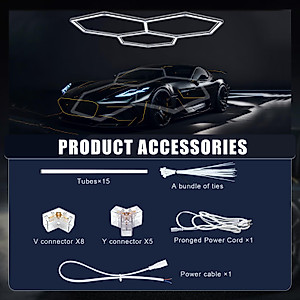 VIHOSE 1 Set Garage LED Light Ceiling Lights Car Detailing Ceiling LED Light Suitable for Garage Workshop Basement Warehouse Gym (3 Hexagon Grids)