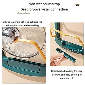 Lid and Spoon Rest,Pan Pot Cover Lid Rack Stand Organizer,No Drilling Adhesive Pot Pan Lid Holder 2-layer Storage Rack Wall Mount Pot Cover Organizer, for Kitchen Cabinet Door (White)