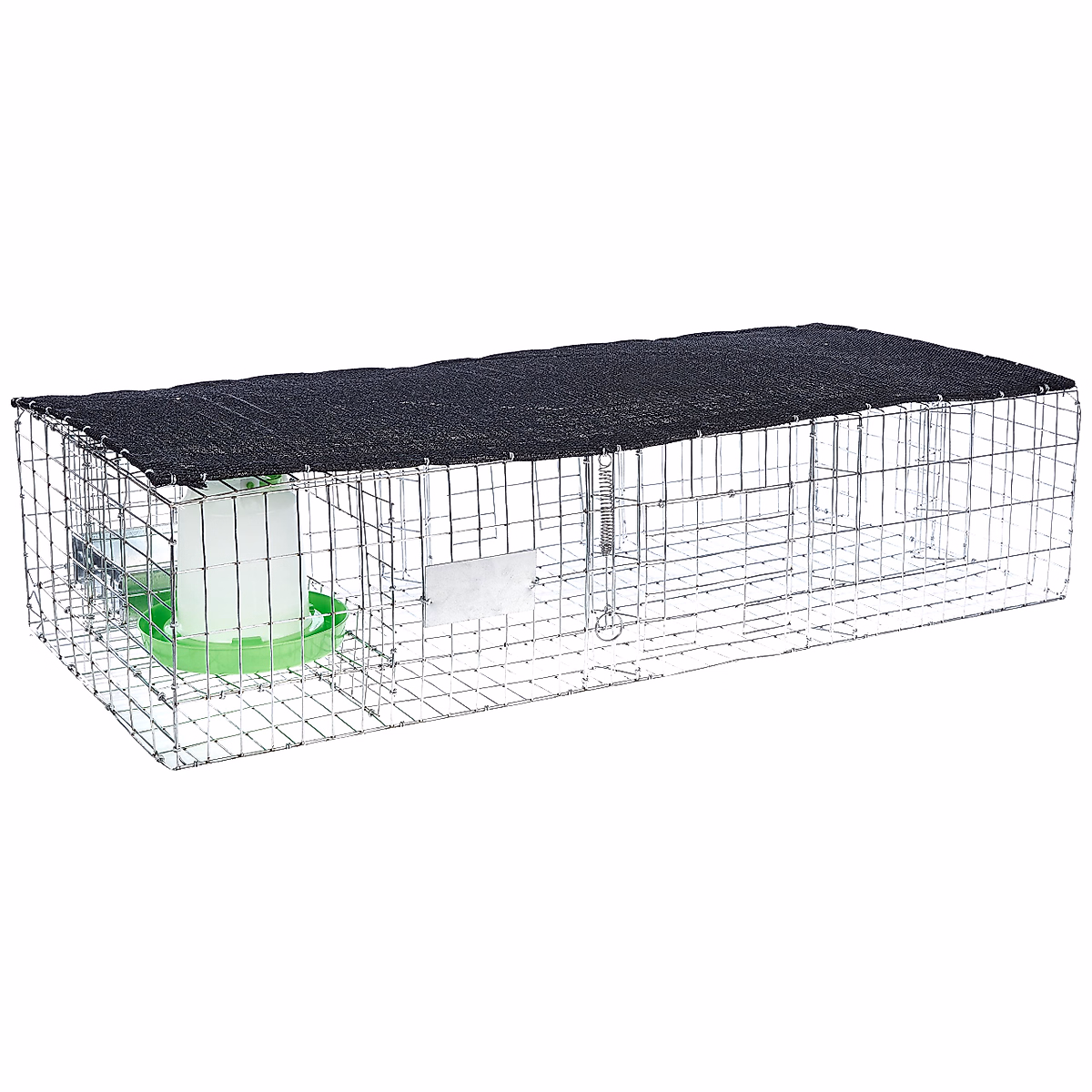 Bird B Gone - Pigeon Trap - Spacious 35"x16"x8" Cage for Up to 12 Birds - Shade, Water Container & Food Pan - 3 One-Way Doors - Durable & Lightweight (10 lbs) - Humane Bird Control