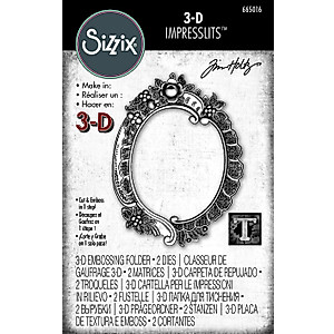 Sizzix 3D Impresslits Embossing Folder 665016 Floral Frame by Tim Holtz One Size, Multicolor