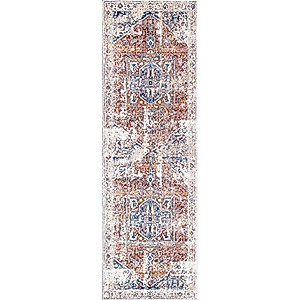 nuLOOM Harriet Vintage Medallion Fringe Runner Rug, 2' 6" x 12', Ivory