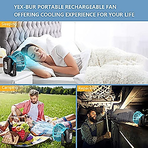 YEX-BUR for Makita Fan, for Makita Fans Portable 18v, Ceiling Tent Fan with Hanging Hook, Remote, 300LM LED Light Cordless Battery Operated Fan for Camping Car Repairing Emergency