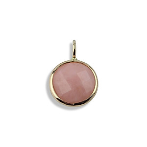 Pink Opal Checkerboard Charm 8mm Round Handmade In 14k Yellow Gold 1.60 Carats