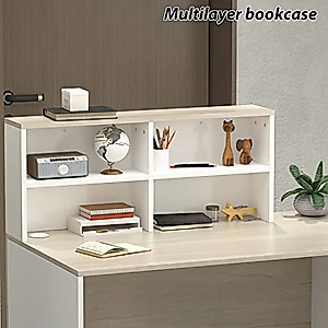 AIEGLE Reception Desk with Counter & Lockable Srotage Drawers, for Salon Reception Room Checkout Office, Natrual (55.1" L x 23.6" W x 43.3" H)