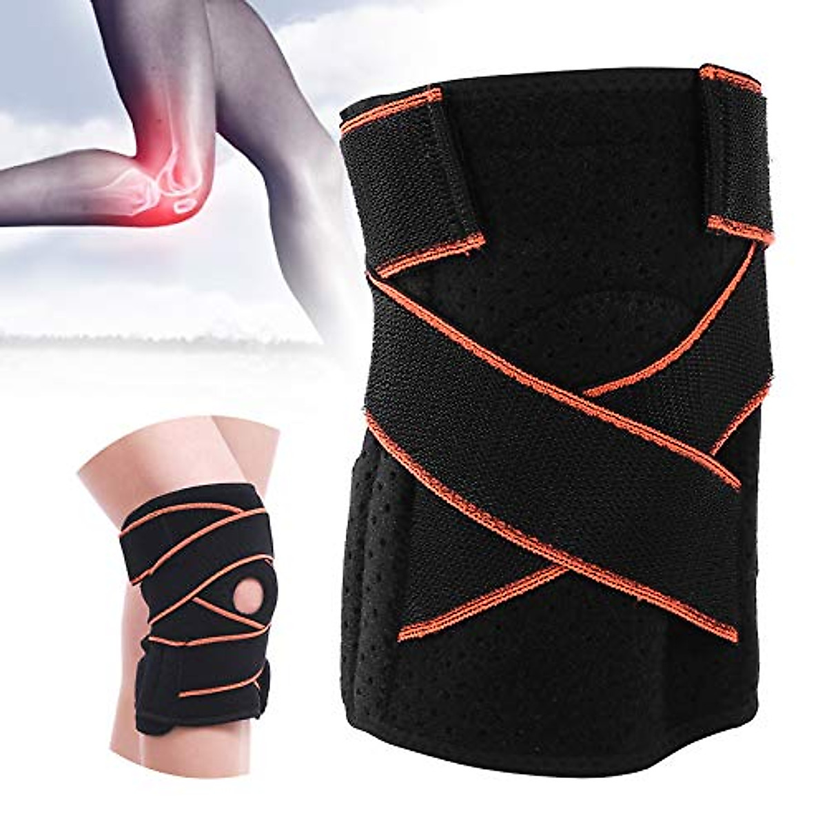 Knee Sleeve, Orange and Black Knee Brace Sports Protection for Sports Sprain for Ligament Injury for Arthritis for Meniscus Injury