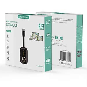 SmartSee HDMI Wireless Display Receiver 5G WiFi 4K 1080P Mobile Screen Cast Mirroring Adapter Dongle for iPhone Mac iOS Android to TV Projector Support Miracast Airplay DLNA No Switching (5G+2.4G)