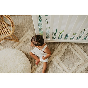 NODNAL CO. Leafy Pack n Play Playard Portable Mini Crib Fitted Sheet for Baby Mattress - Jersey Knit Cotton Unisex Girl/Boy for Pack and Play - Gender Neutral Floral Eucalyptus (Leafy Border)